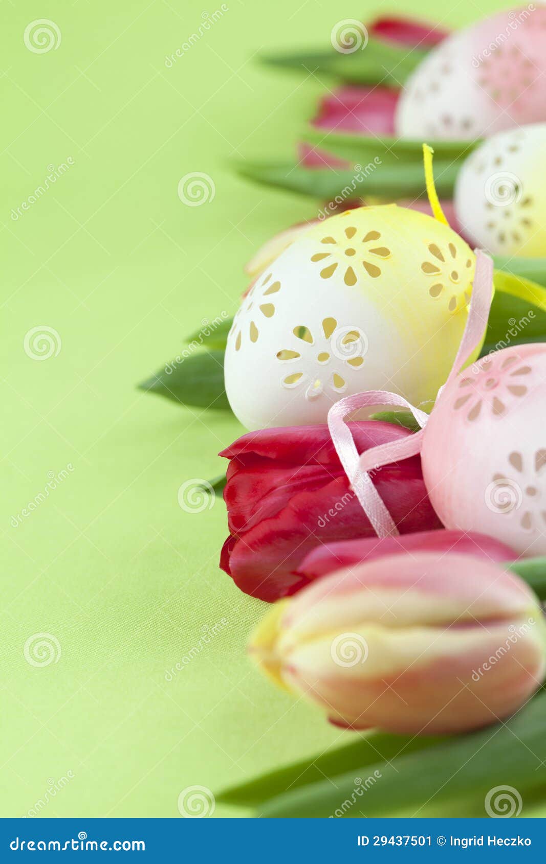 Flowery Easter Eggs and Tulips Border Stock Image - Image of vertical ...