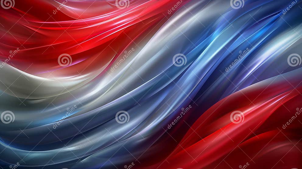 Flowing Abstract Red, White, and Blue Ribbons Stock Illustration ...