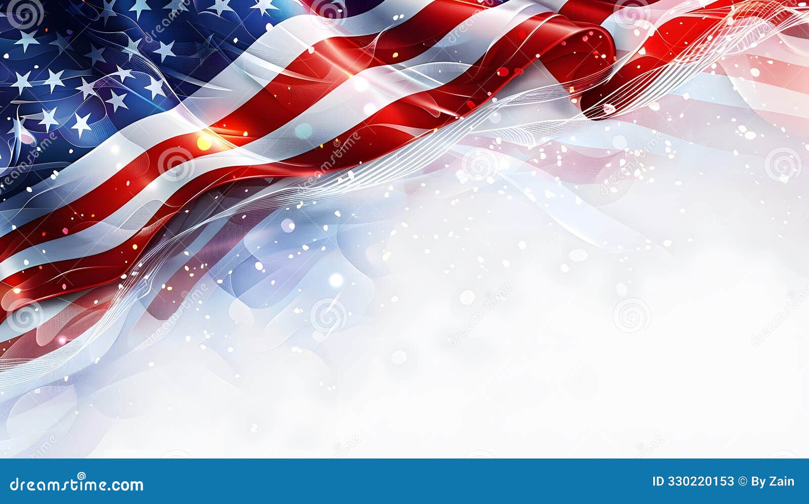 Flowing American Flag with Abstract Background Stock Illustration ...