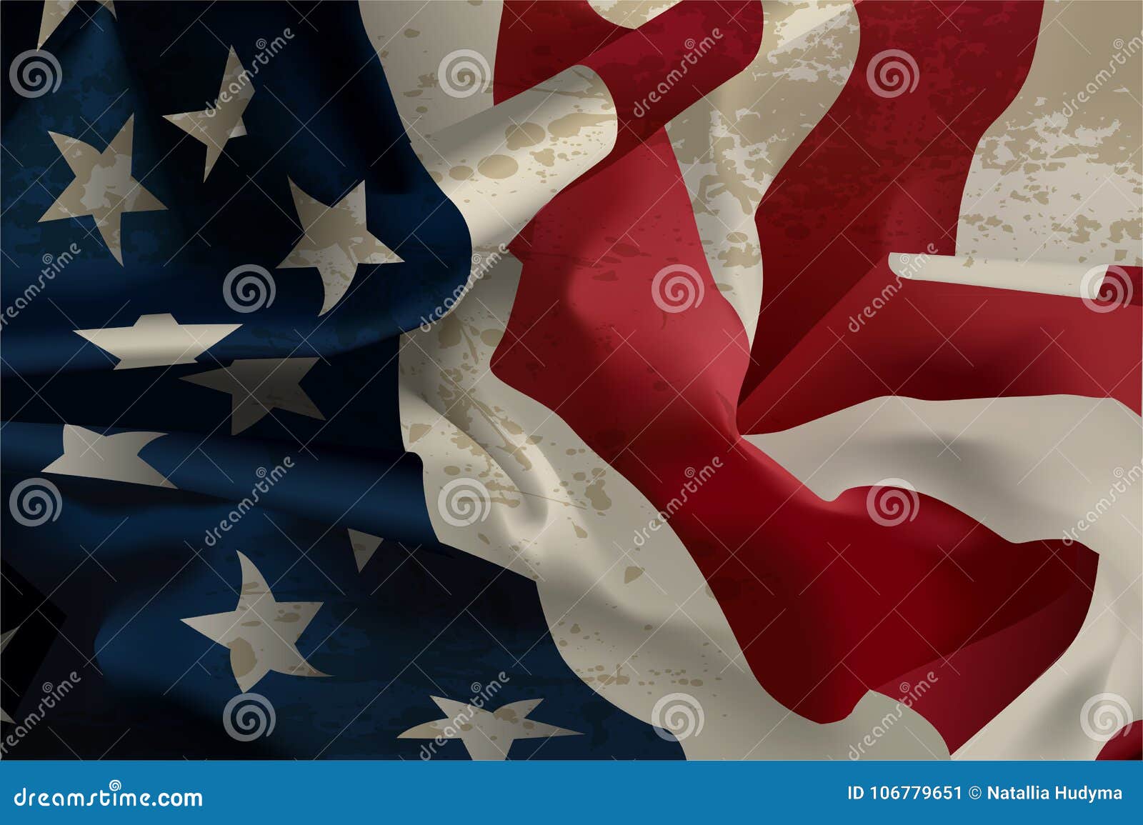 Flowing American flag stock vector. Illustration of dirty - 106779651
