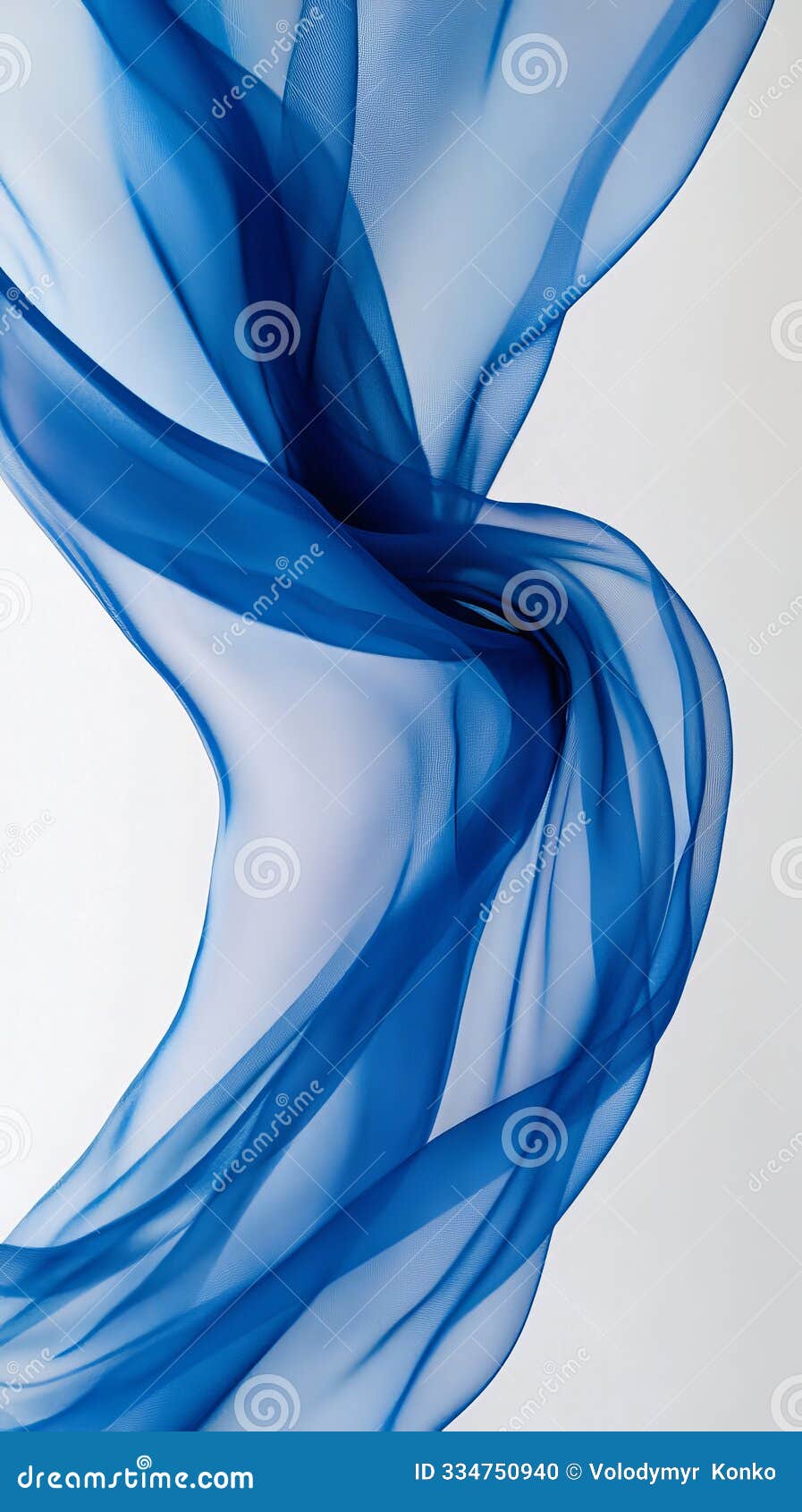Flowing Blue Fabric Against White Background, Artistic Abstract Concept ...