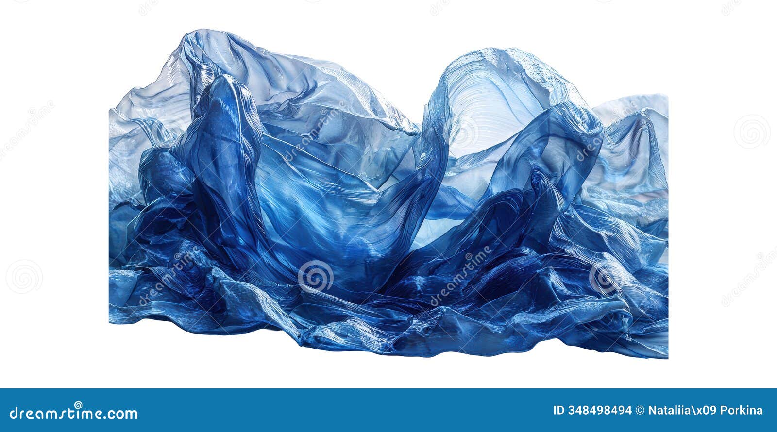 Flowing Blue Fabric Waves Isolated on Transparent Background Stock ...