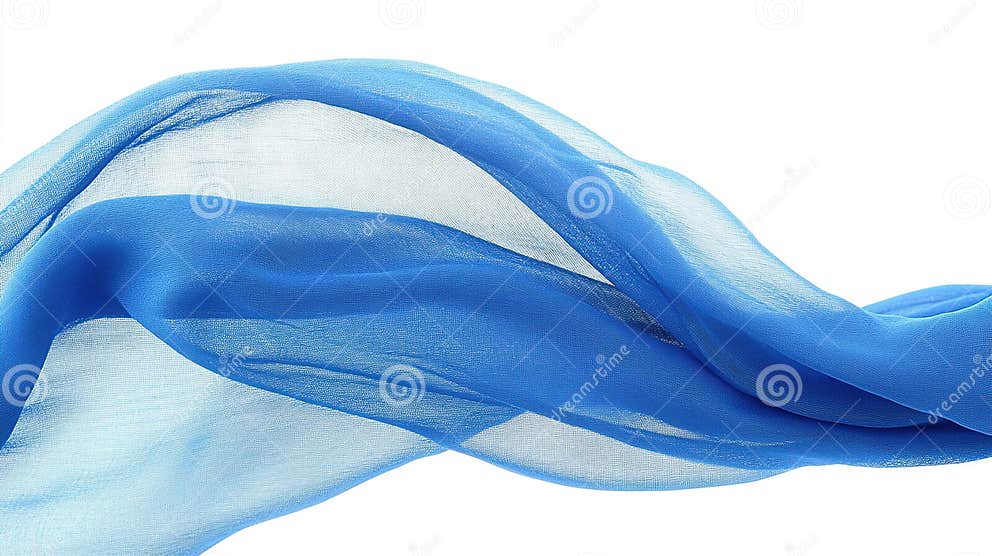 Flowing Blue Fabric on White Background Stock Illustration ...