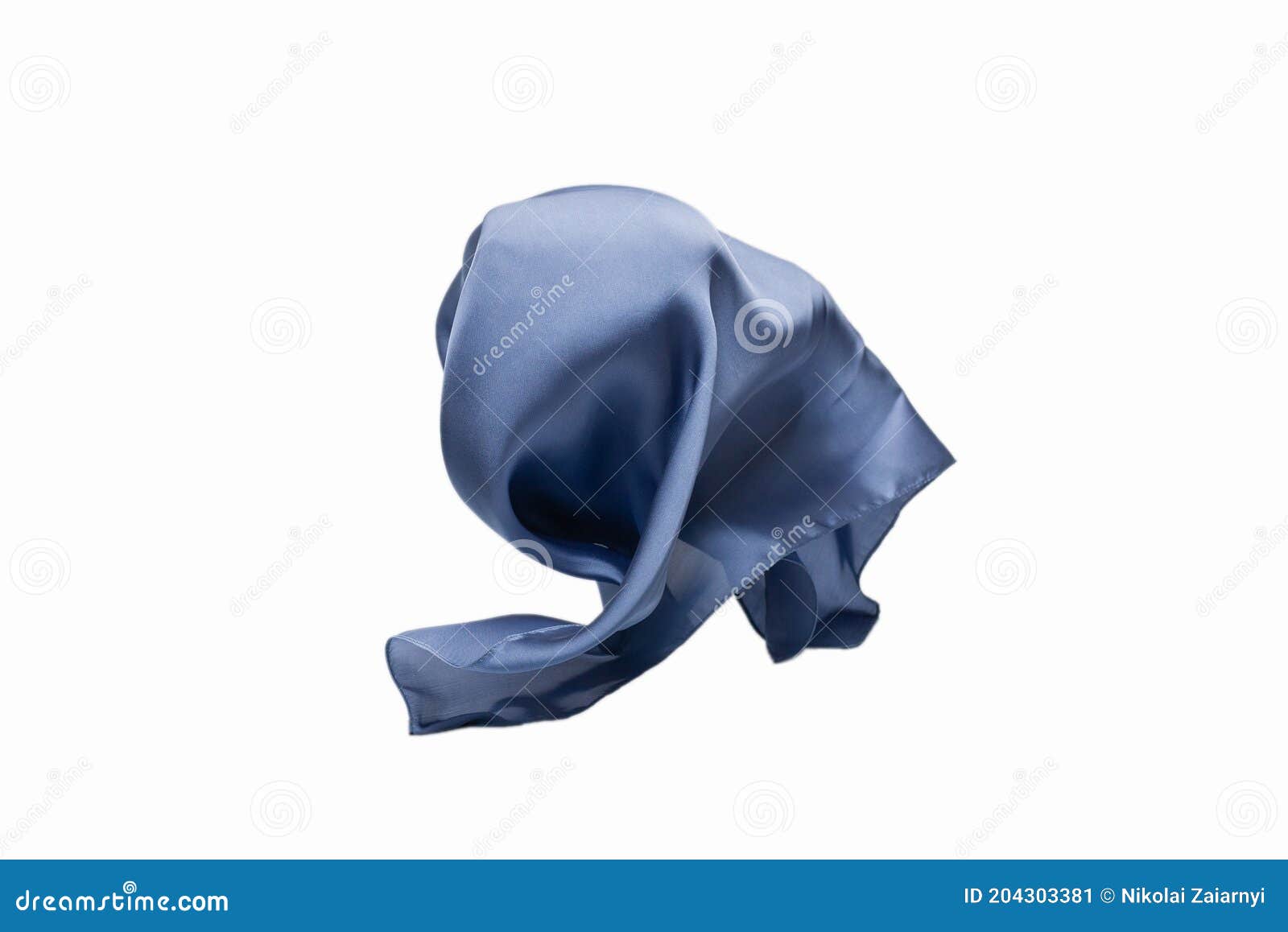 Flowing Blue Silk Scarf Isolated on White Background Stock Image ...