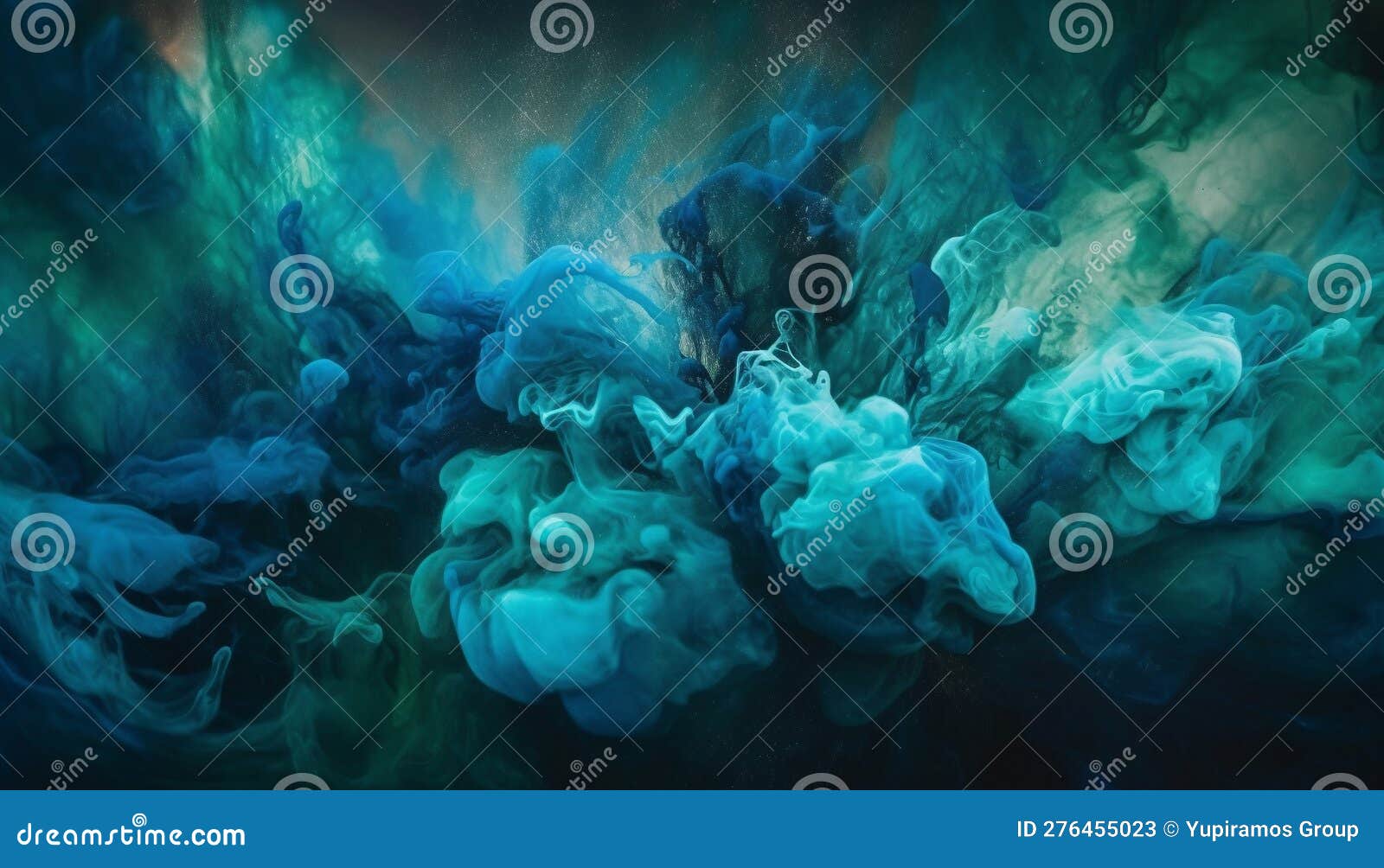 Flowing Blue Underwater Wave, Fish in Motion Generated by AI Stock ...