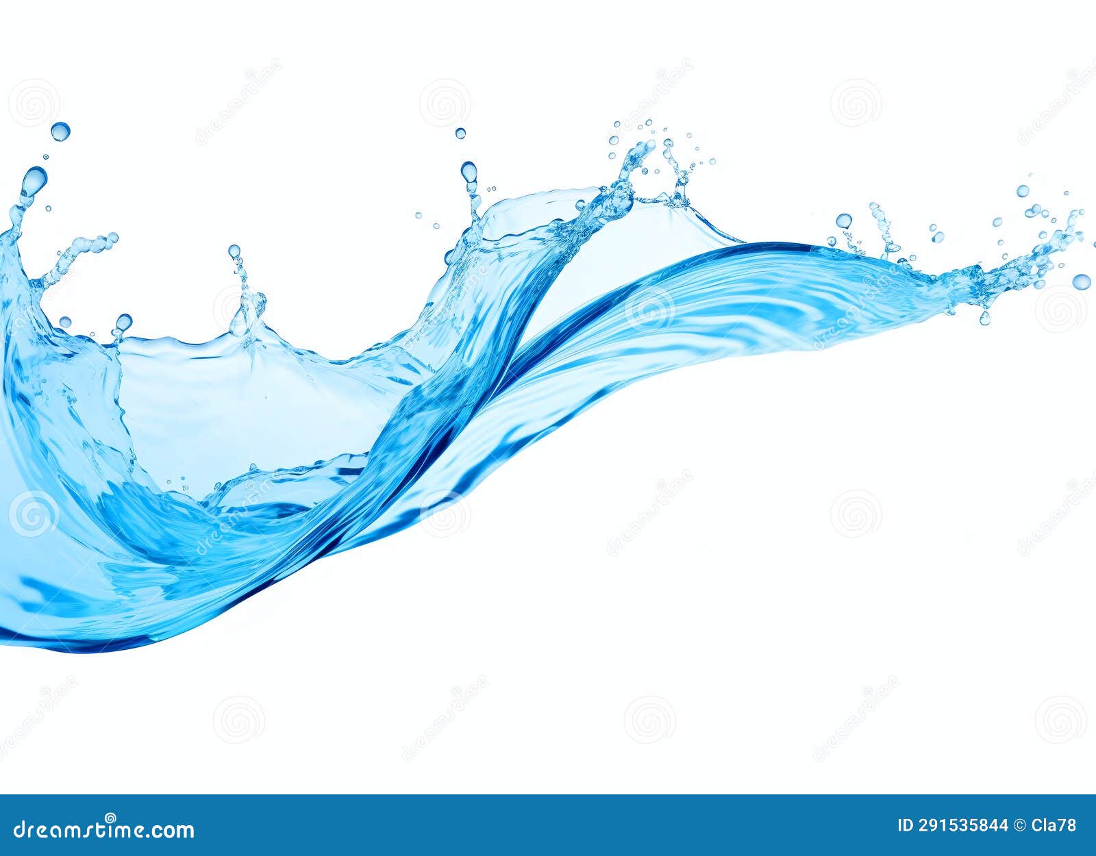 Flowing Blue Water Splash Isolated on White Stock Illustration ...