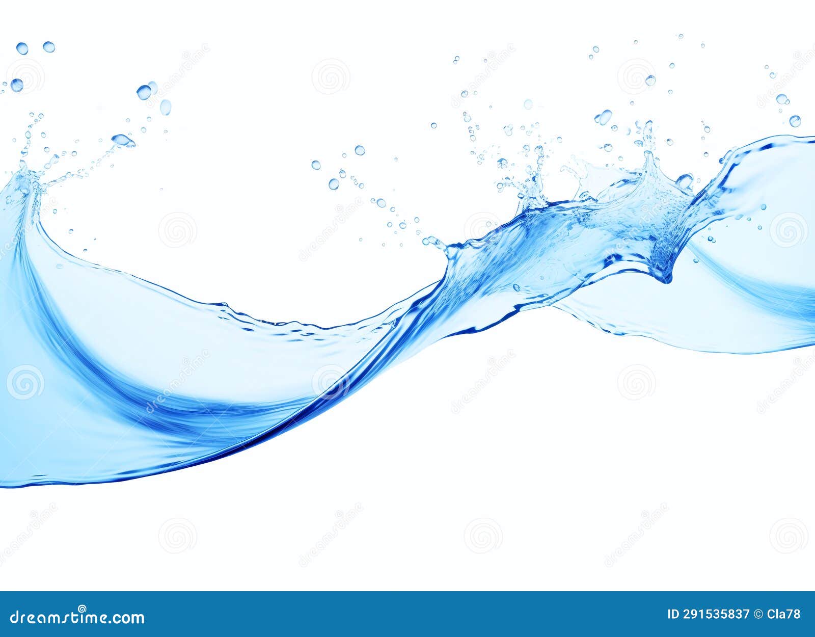 Flowing Blue Water Splash Isolated on a White Background Stock ...