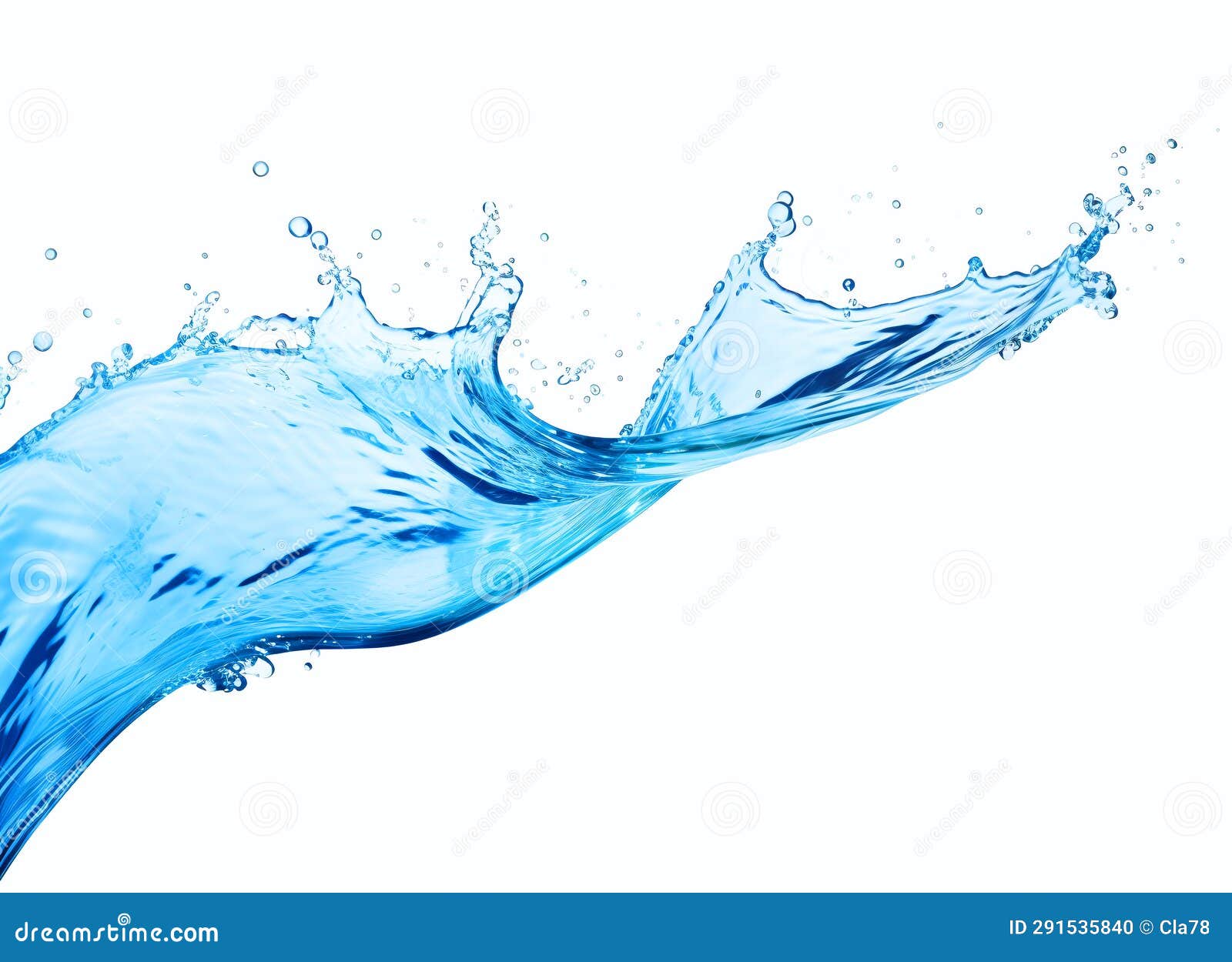 Flowing Blue Water Splash Isolated on White Background Stock ...