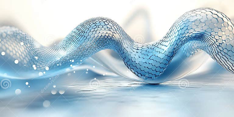 Flowing Blue Wave Pattern with Hexagonal Shapes and Shimmering ...