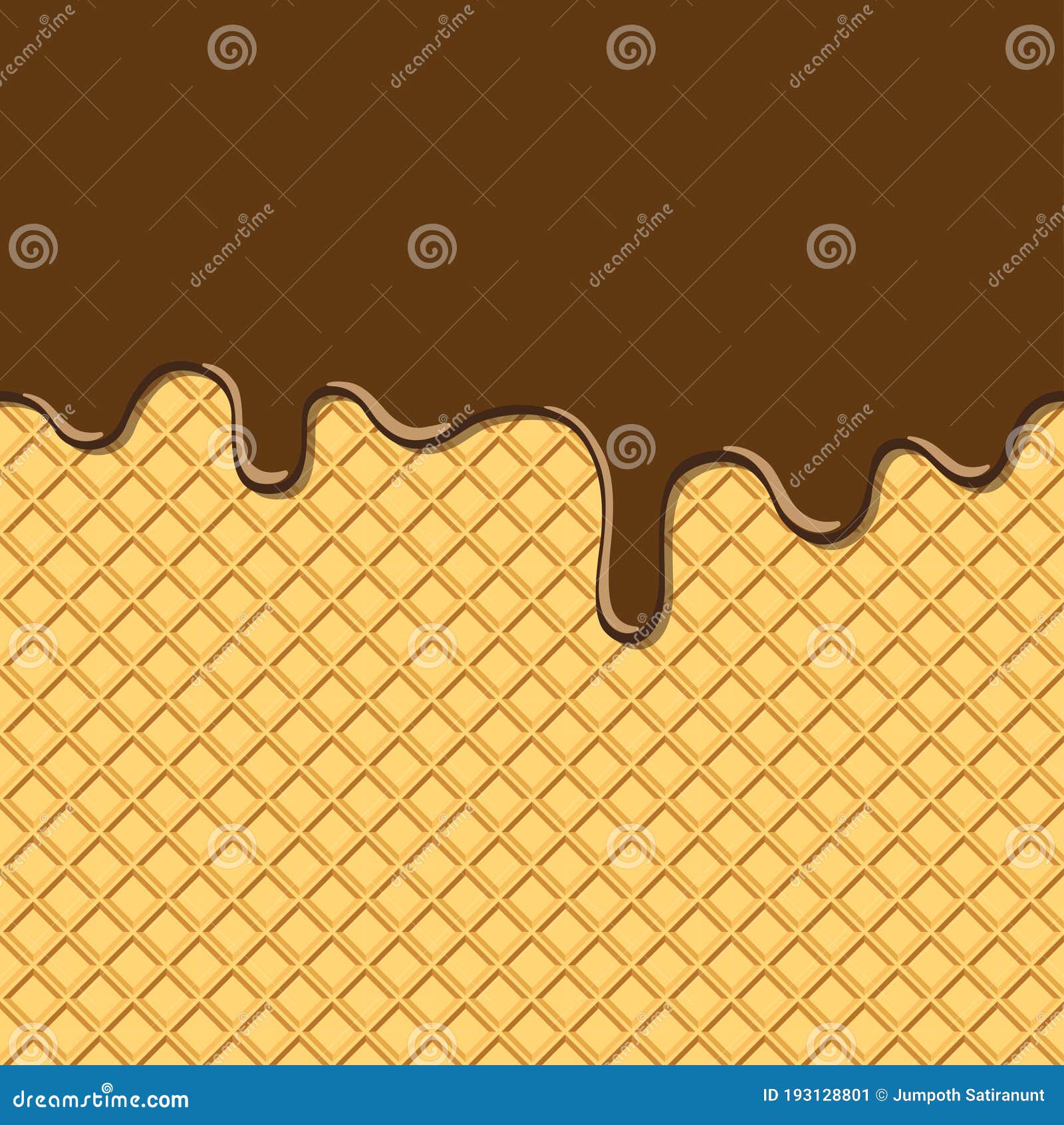 Flowing Chocolate on Wafer Texture, Choco Cream Melted on Waffle ...