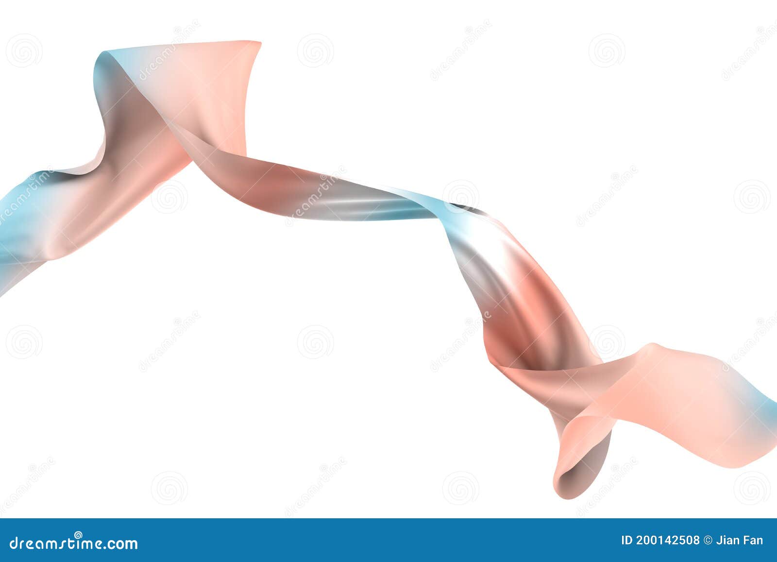 Flowing Cloth with White Background, 3d Rendering Stock Illustration ...