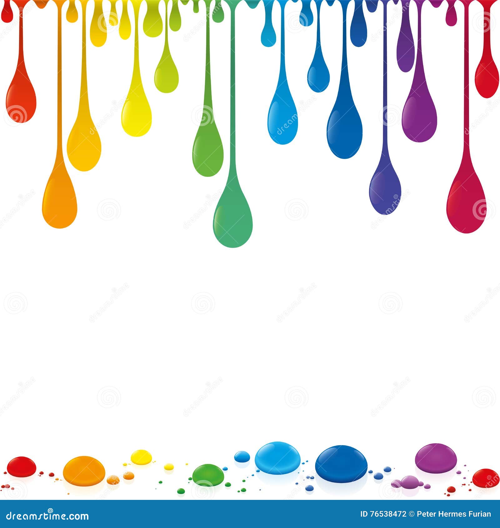Flowing Color Drops Rainbow Colored Stock Vector - Illustration of ...