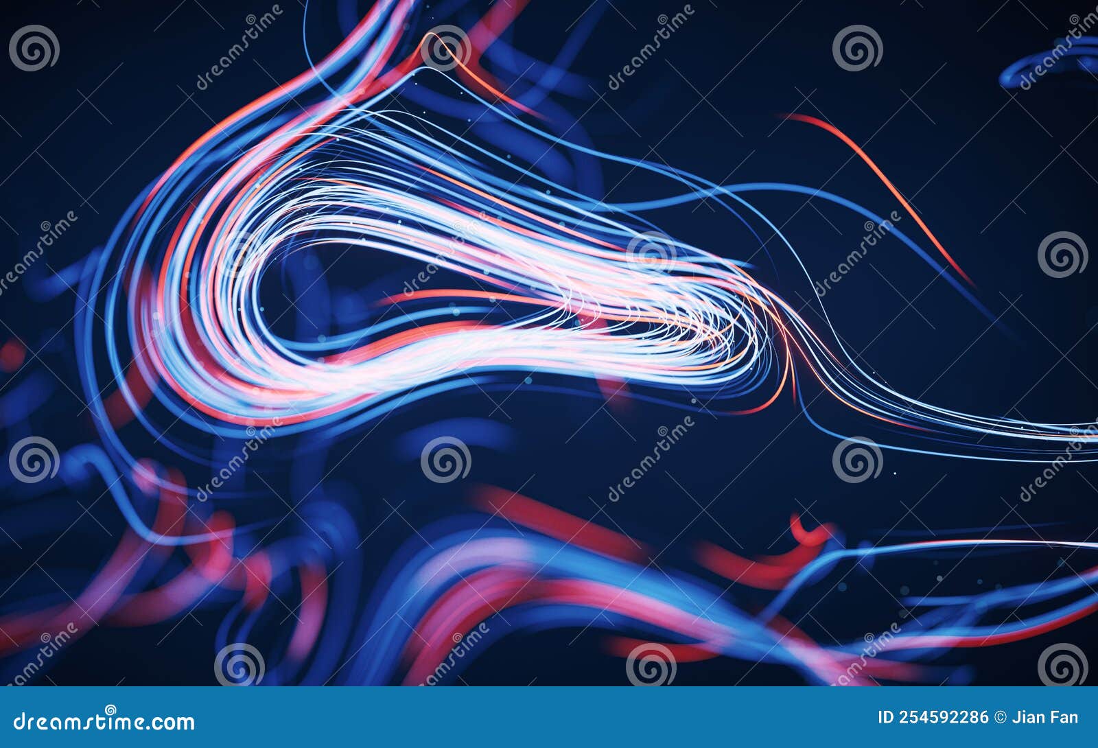 Flowing Curves with Glowing Neon Lines, 3d Rendering Stock Illustration ... Flowing Curves with Glowing Neon Lines, 3d Rendering Stock Illustration ...