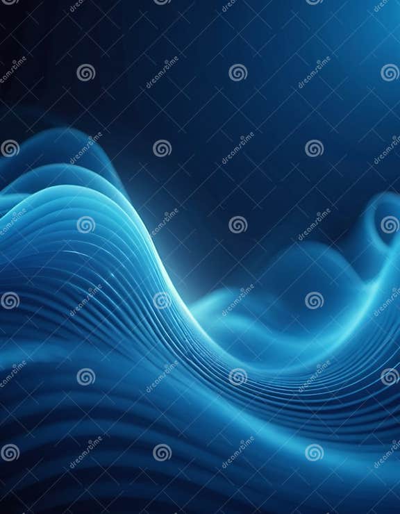 Flowing 3D Blue Waves Create an Abstract Representation of Fluid ...