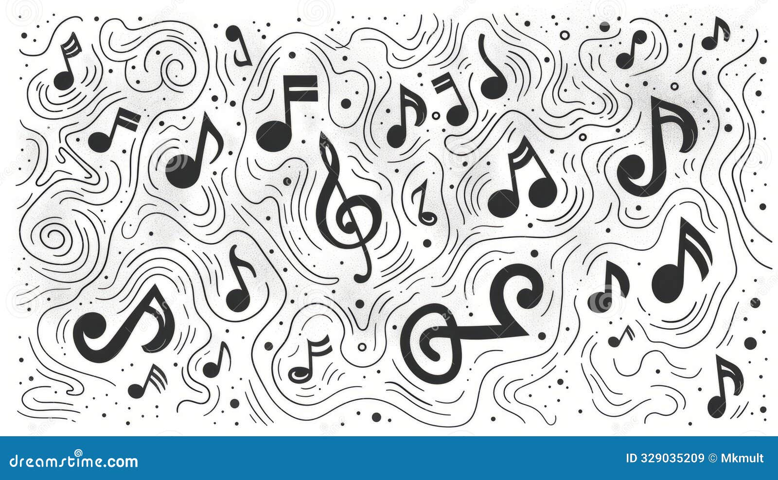 Continuous Line Art Music Note Illustration with Abstract Patterns ...