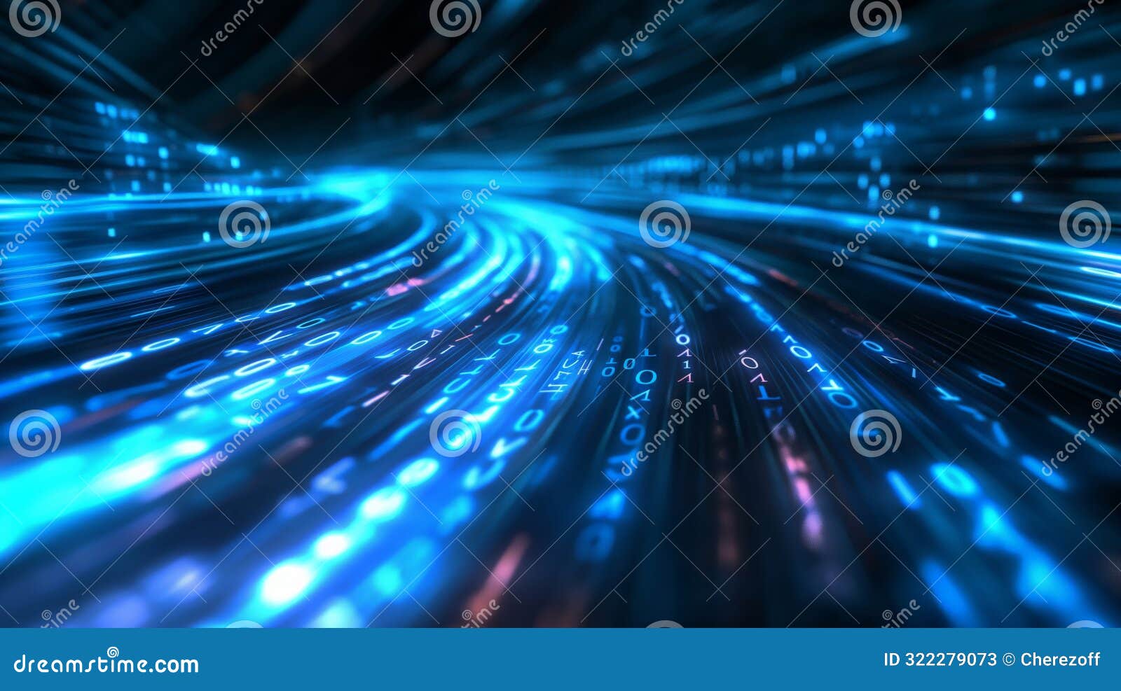 Flowing Digital Data Stream in Blue Stock Image - Image of motion, code ...