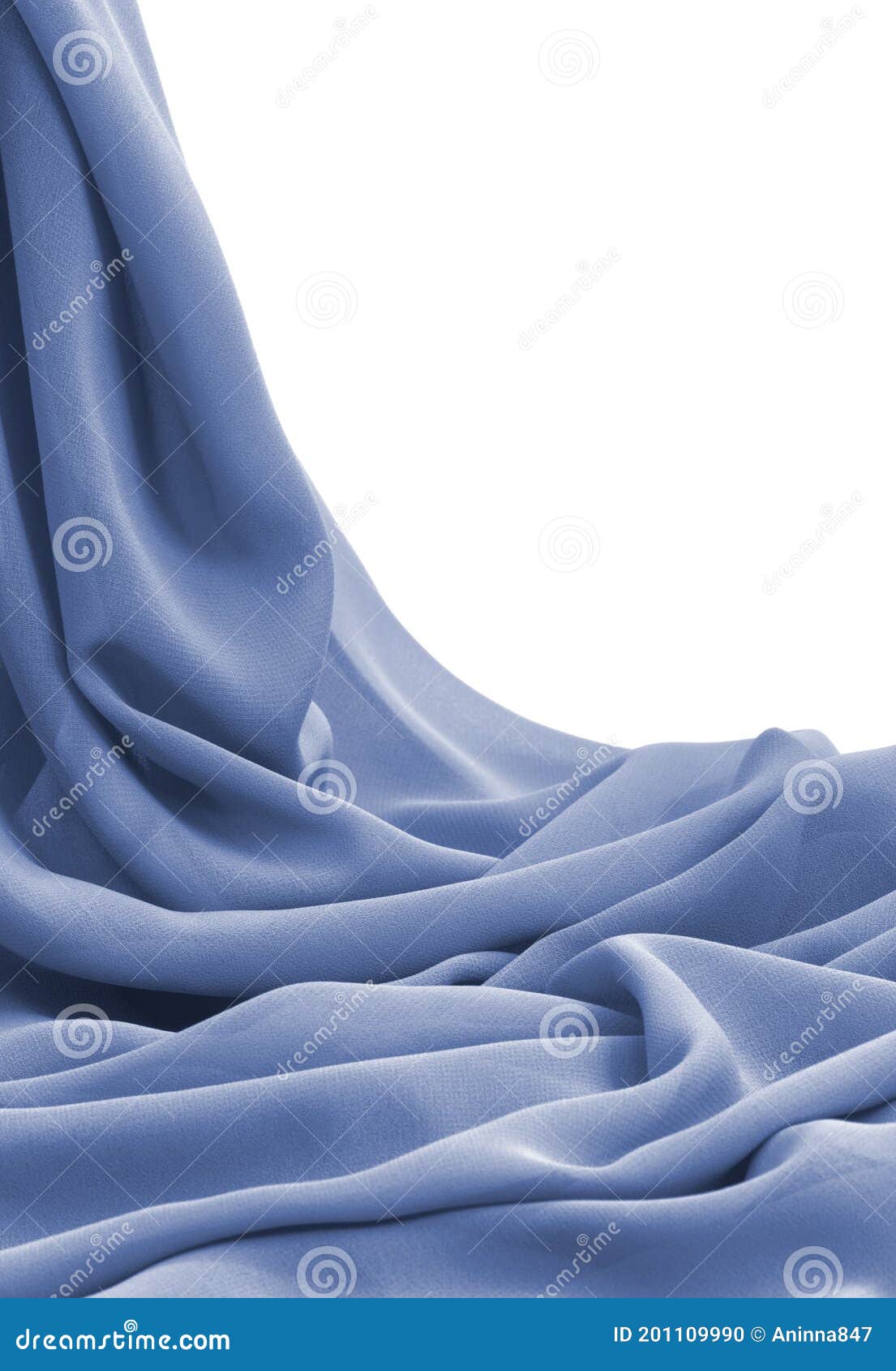 Flowing Drape Soft Blue Fabric, Isolated on White Stock Photo - Image ...