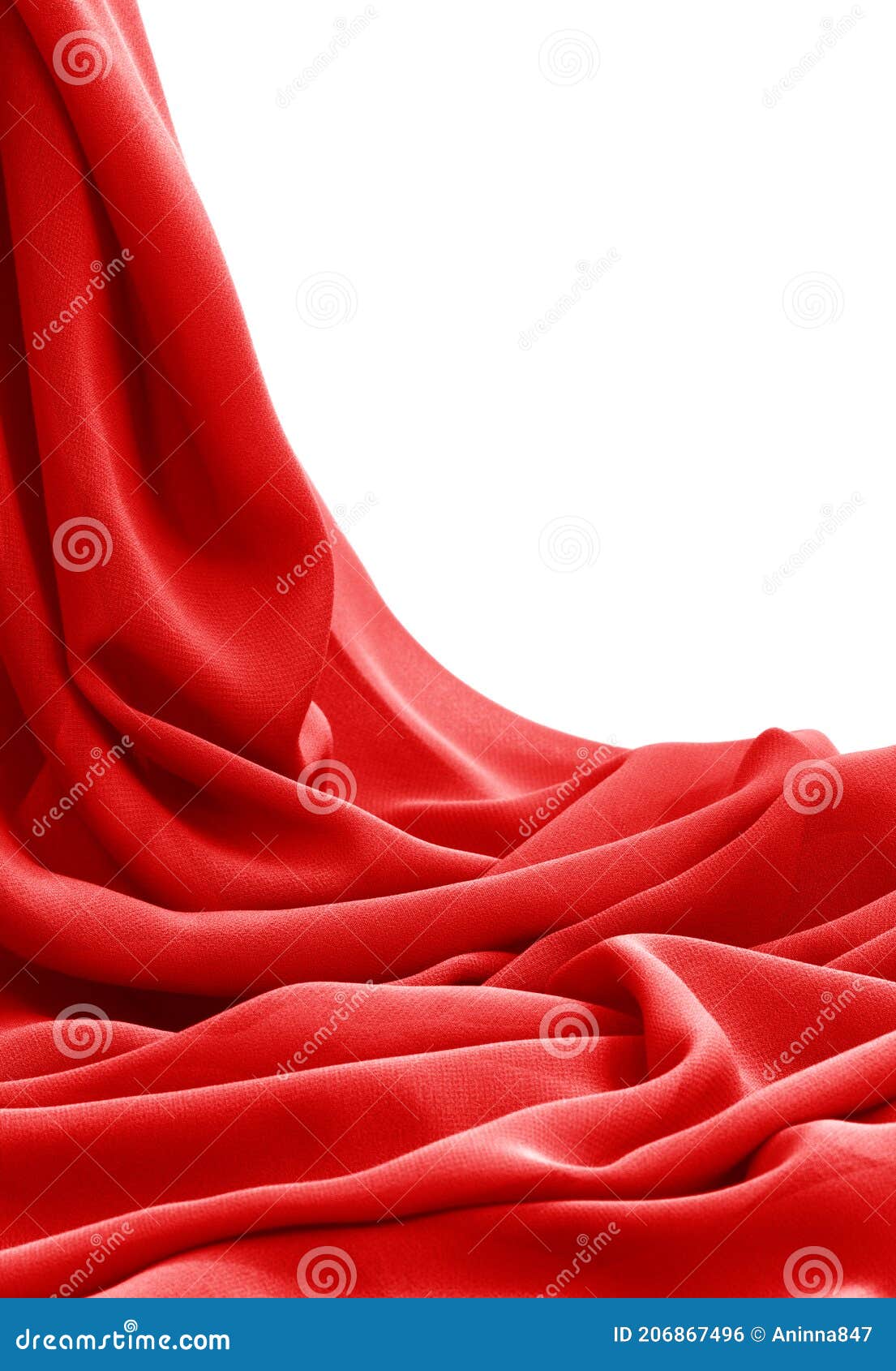 Flowing Drape Soft Red Fabric, Isolated on White Stock Photo - Image of ...