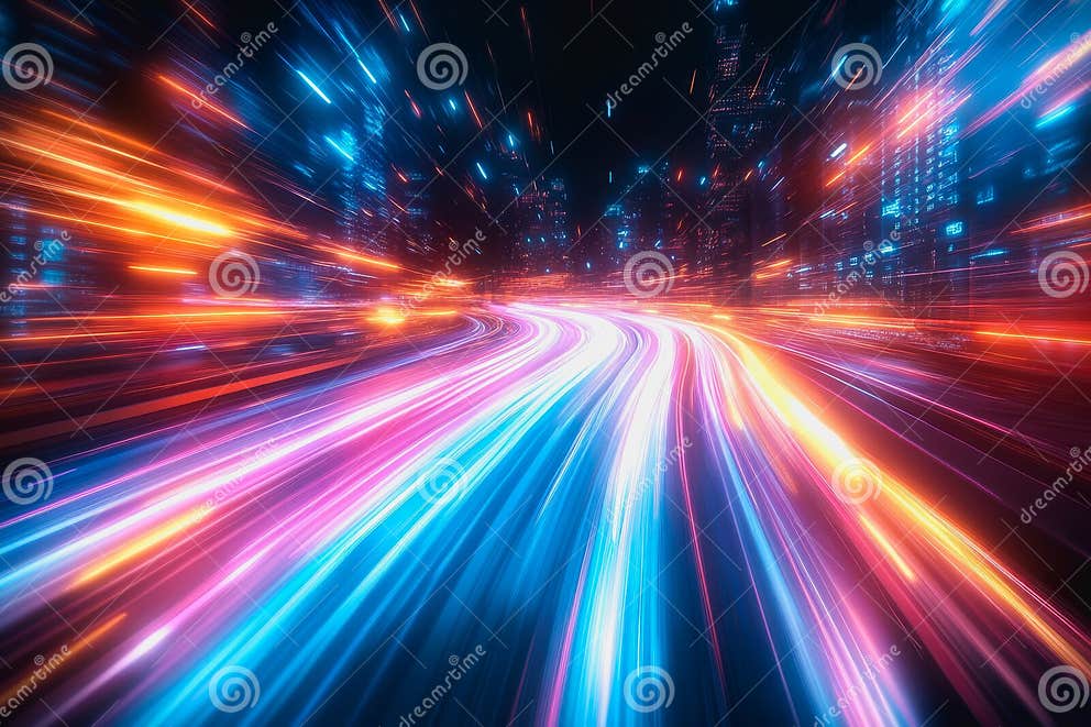 Flowing Glowing Binary Code in a Futuristic Digital Data Stream ...