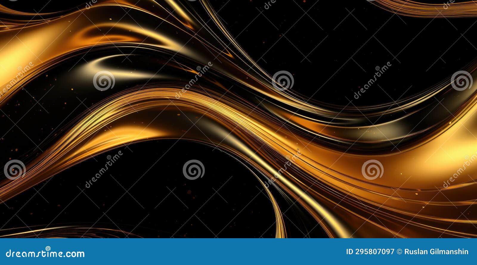 Flowing Gold on Gradient Black Background Stock Illustration ...