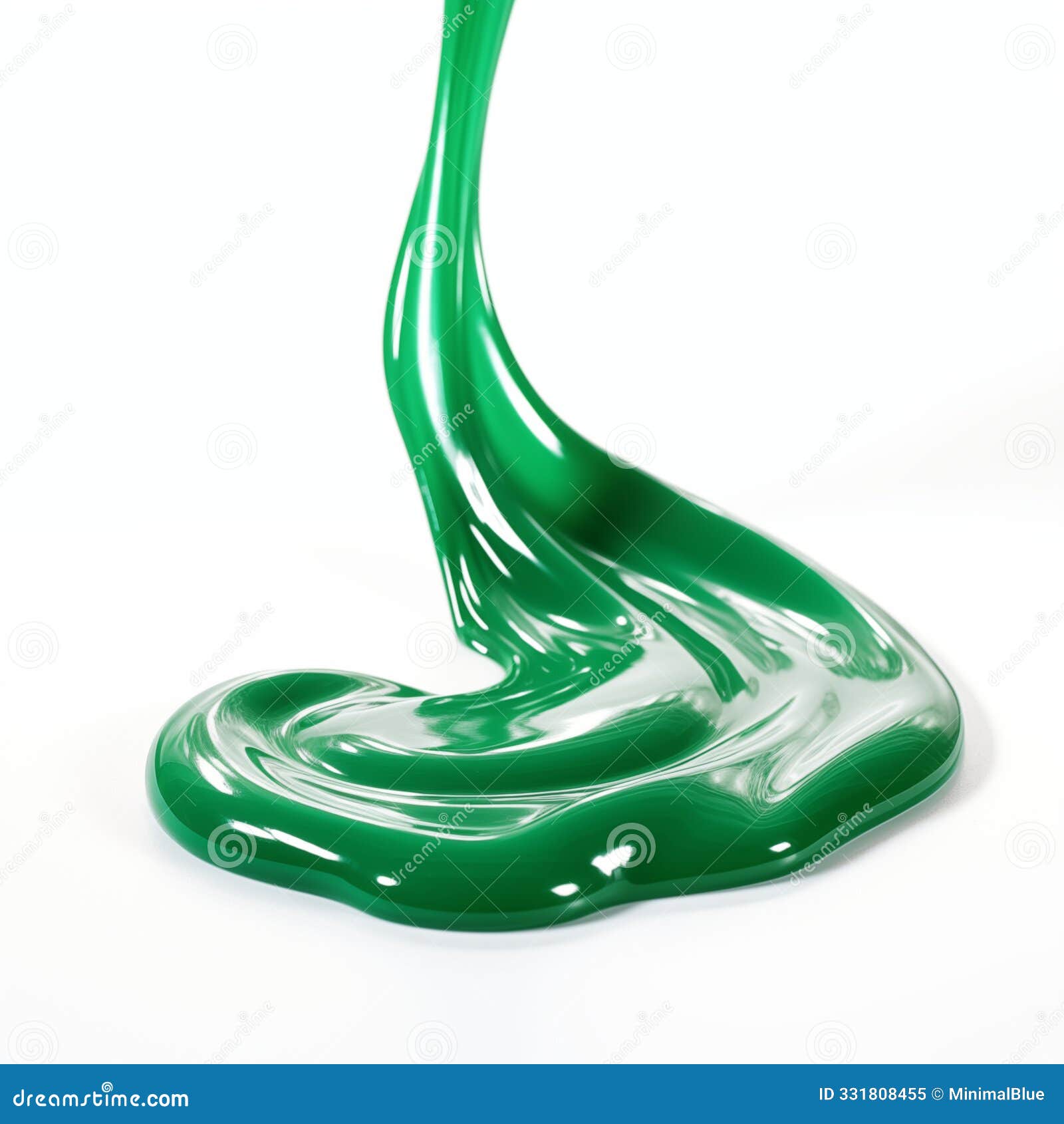 Flowing Green Paint Pouring Down in Smooth Stream on White Background ...