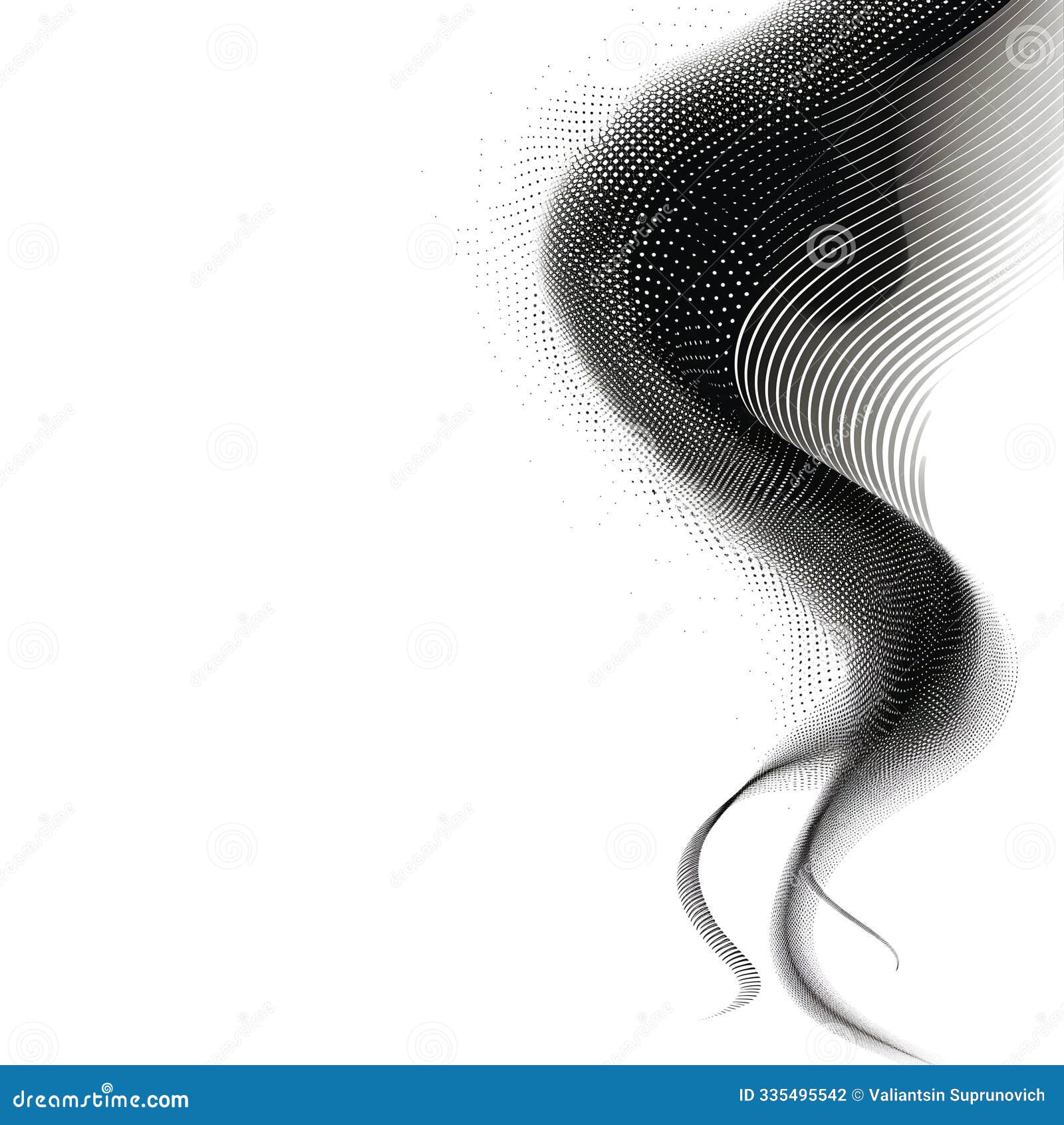 Flowing Hair Strands in Halftone Gradient Made of Dots, Isolated on ...