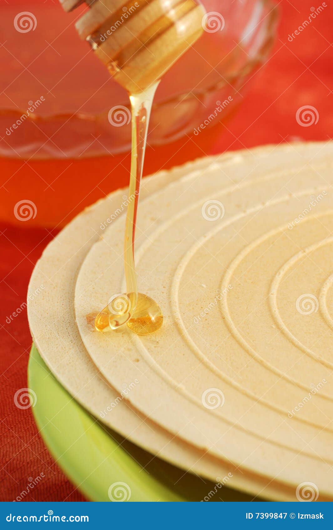 Flowing honey and waffle stock image. Image of gold, glass - 7399847