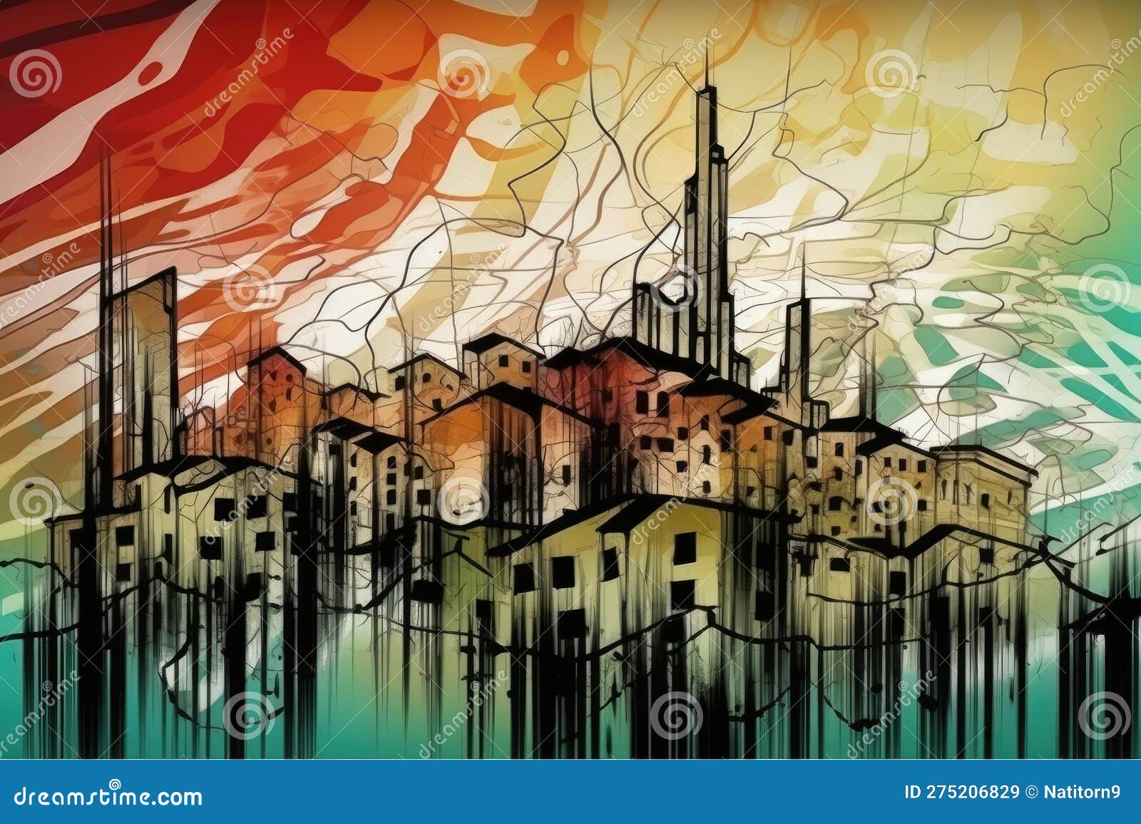 Flowing Lines Depicting Economic Decline (AI Generated Stock ...