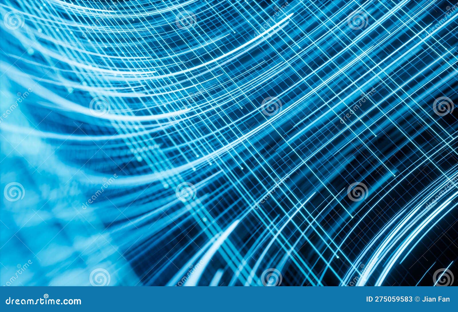 Flowing Lines with Digital Cyberspace, 3d Rendering Stock Illustration ...