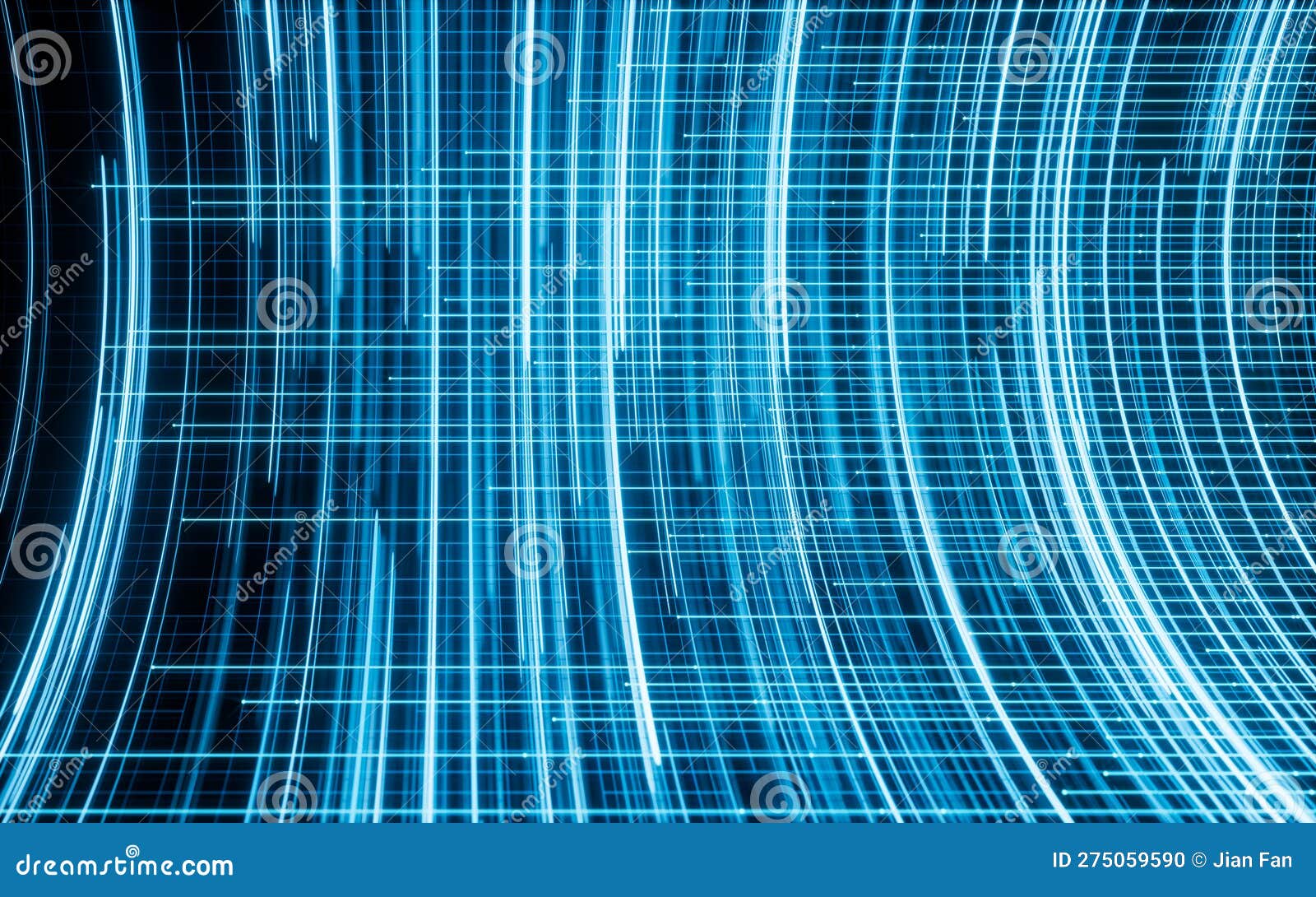 Flowing Lines with Digital Cyberspace, 3d Rendering Stock Illustration ...