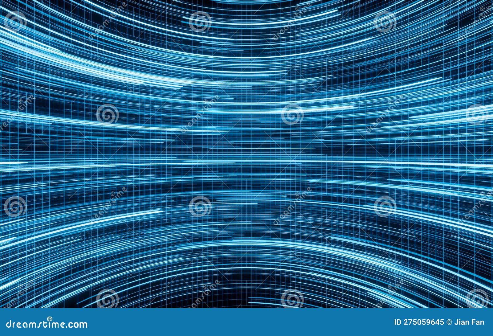 Flowing Lines with Digital Cyberspace, 3d Rendering Stock Illustration ...