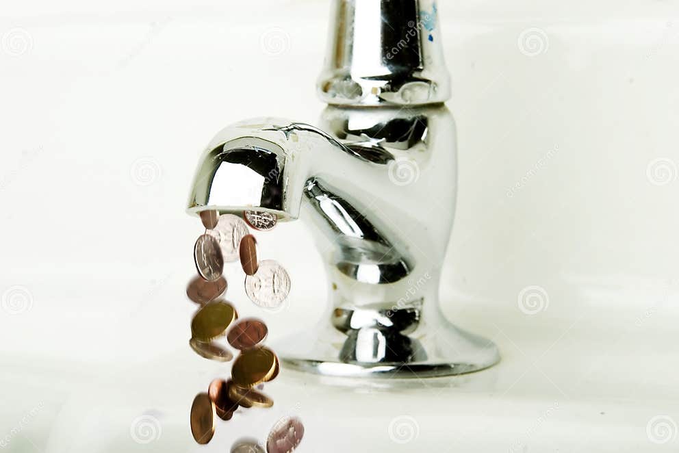 Flowing Money stock image. Image of money, plumbing, faucet - 569209