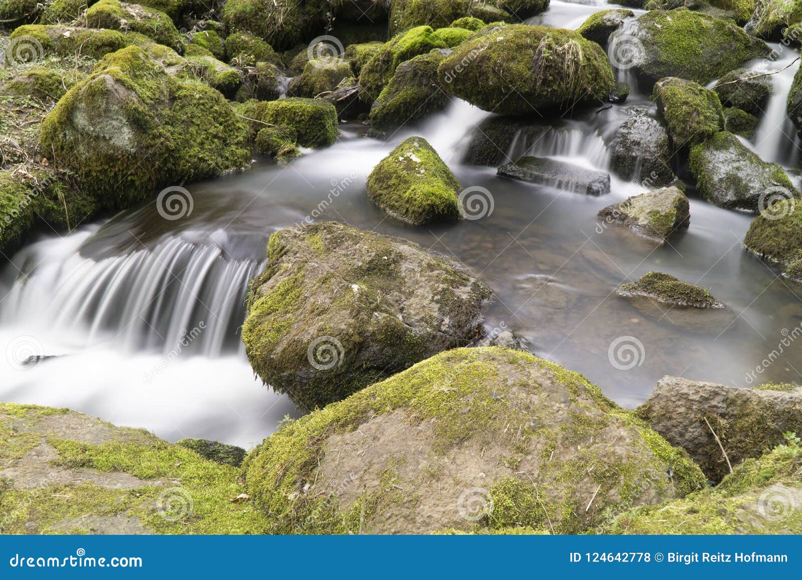 Flowing Motion of Waterfall Stock Photo - Image of mountain, hessen ...