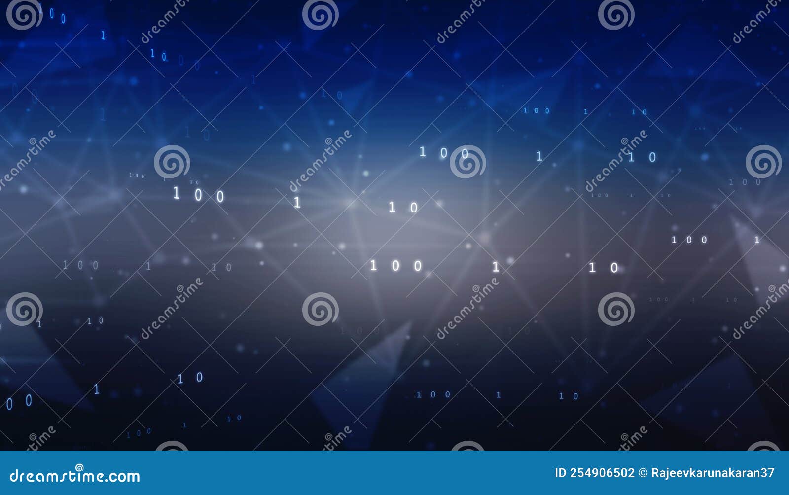 Flowing Number One and Zero Text in Binary Code Format in Technology Background. Stock Photo ...