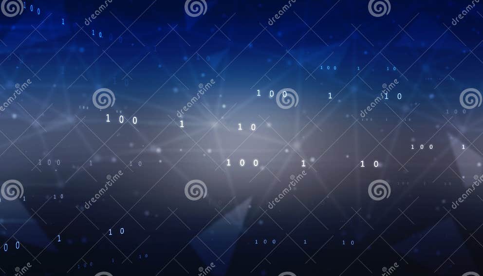Flowing Number One and Zero Text in Binary Code Format in Technology Background. Stock Photo ...