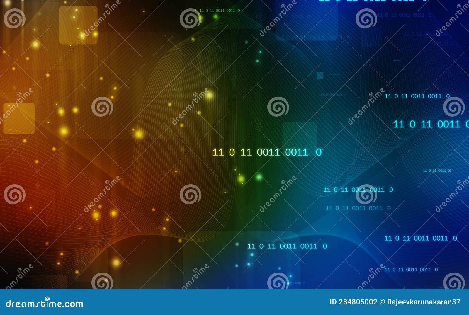 Flowing Number One And Zero Text In Binary Code Format In Technology 0554