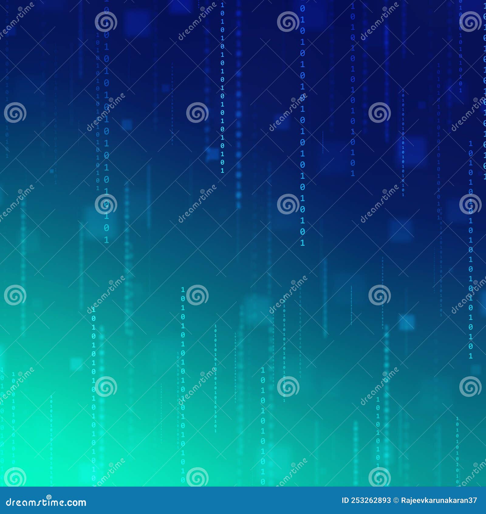 Flowing Number One and Zero Text in Binary Code Format in Technology ...