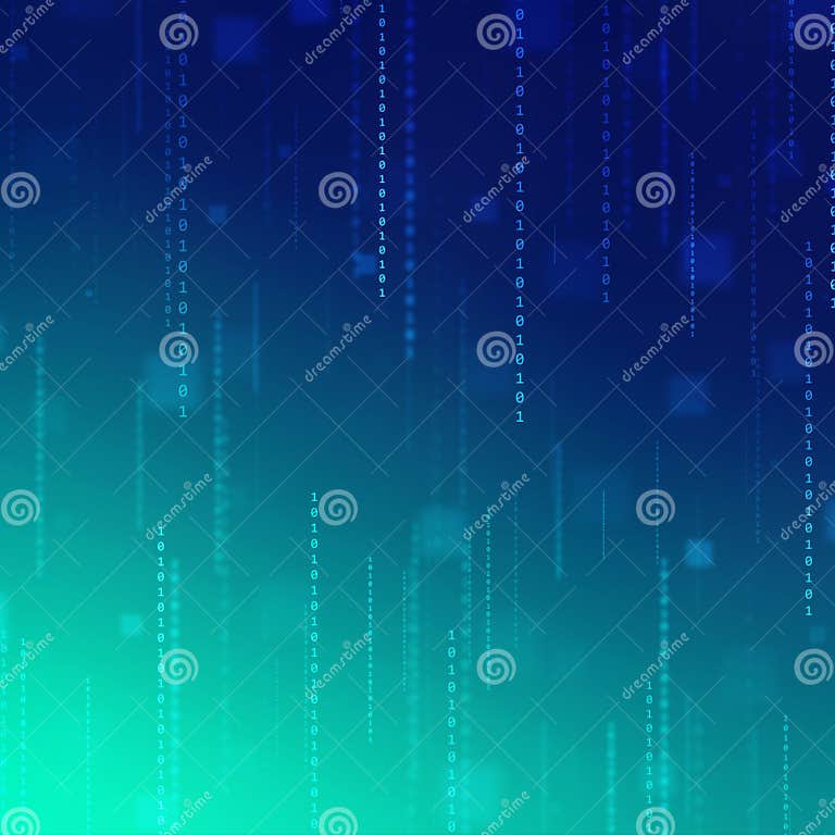 Flowing Number One and Zero Text in Binary Code Format in Technology Background. Stock Image ...