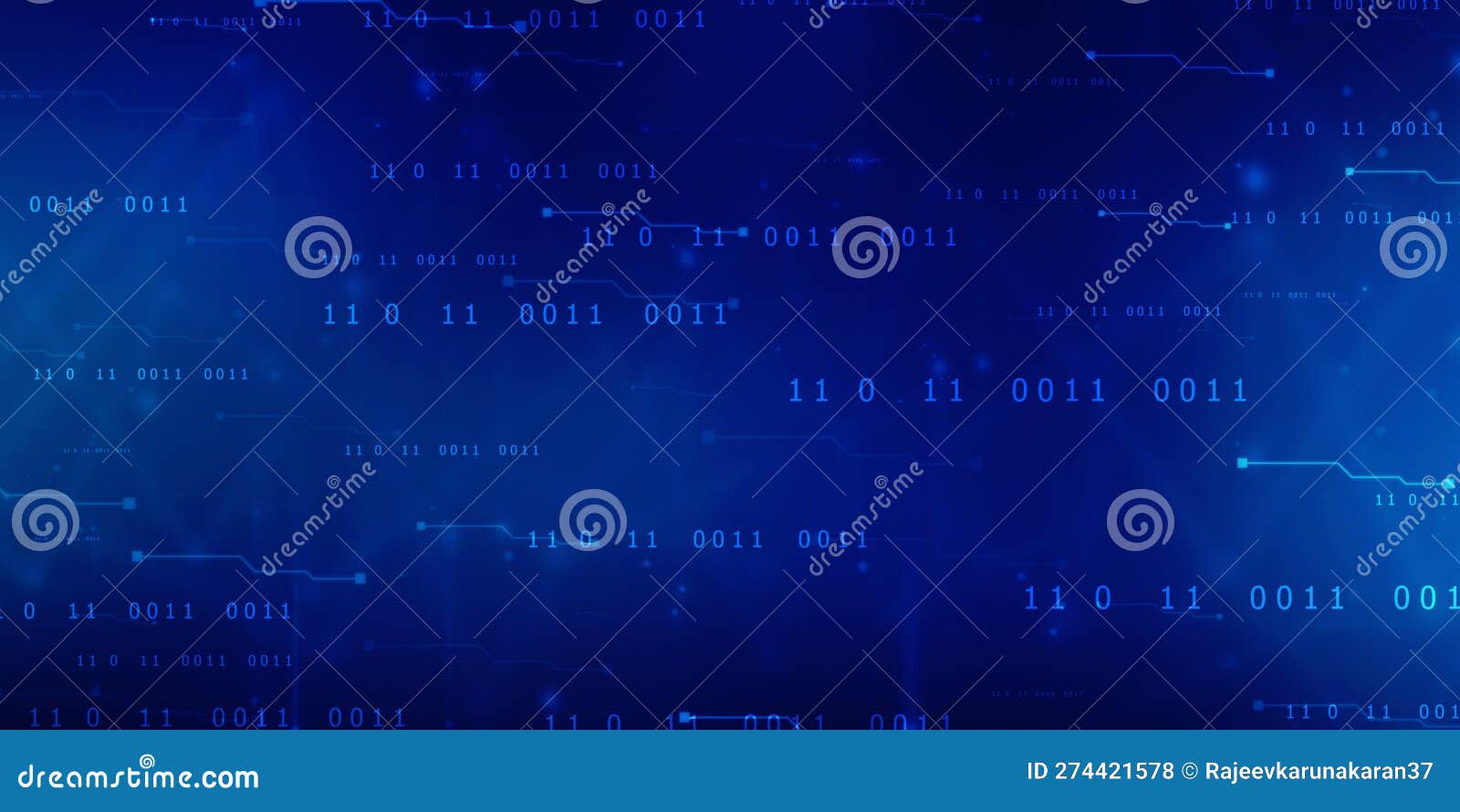 Flowing Number One and Zero Text in Binary Code Format in Technology Background. Stock ...