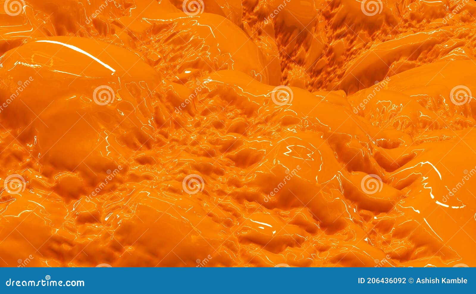 Flowing Yellow Color Formless Liquid 3D Render Stock Illustration ...