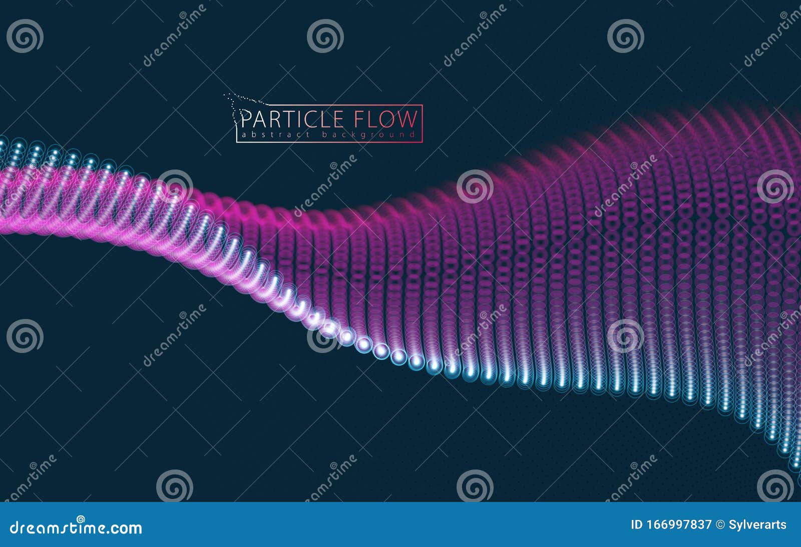 Flowing Particles Wave, Dynamic Sound Motion. 3d Vector Illustration ...