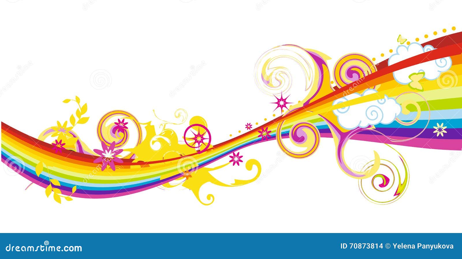 Flowing Rainbow Design with Flowers Stock Vector - Illustration of ...