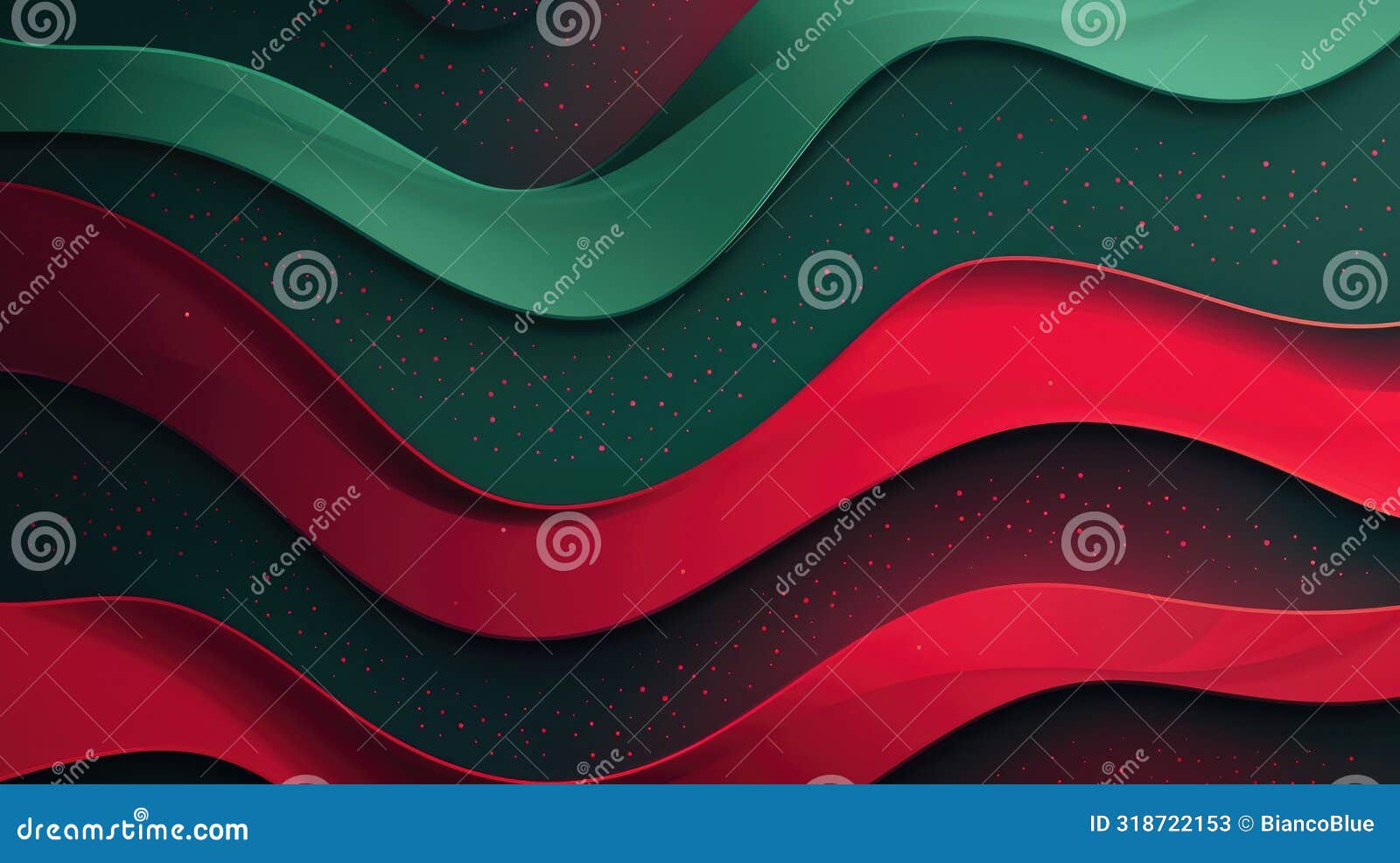 A Flowing Red and Green Wave Pattern on a Dark Background. AIG51A Stock ...