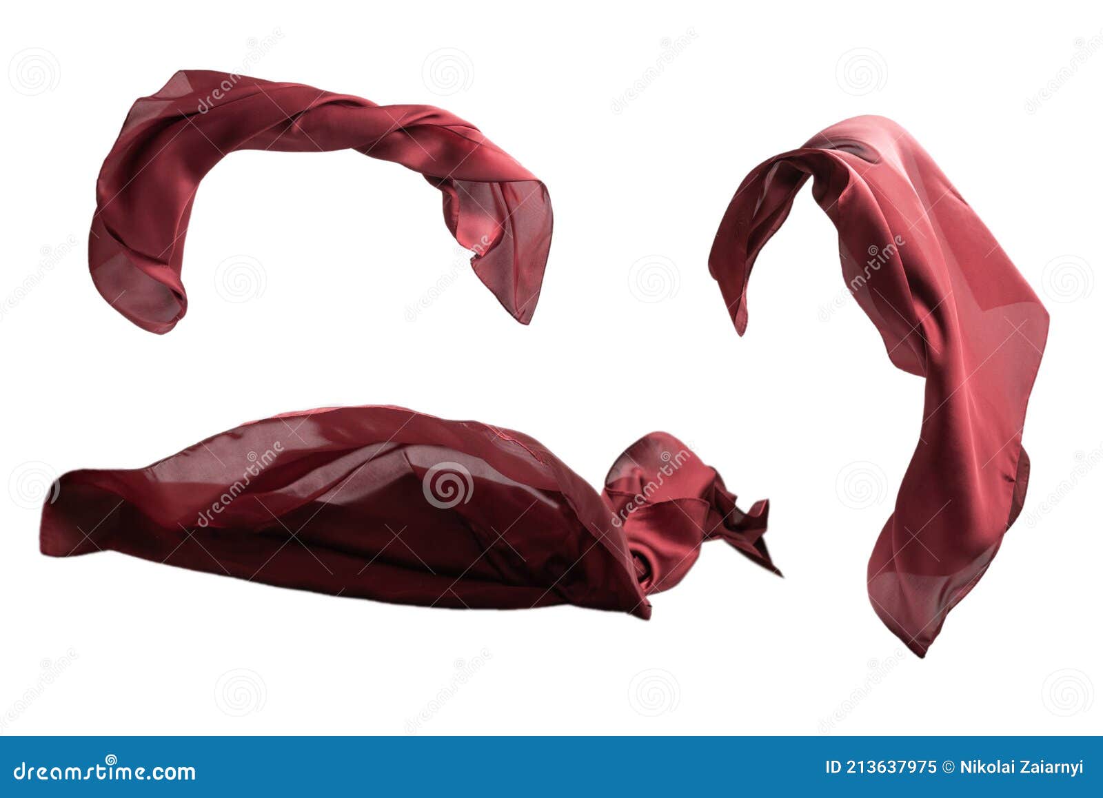Flowing Red Silk Scarf Isolated on White Background Stock Image - Image ...