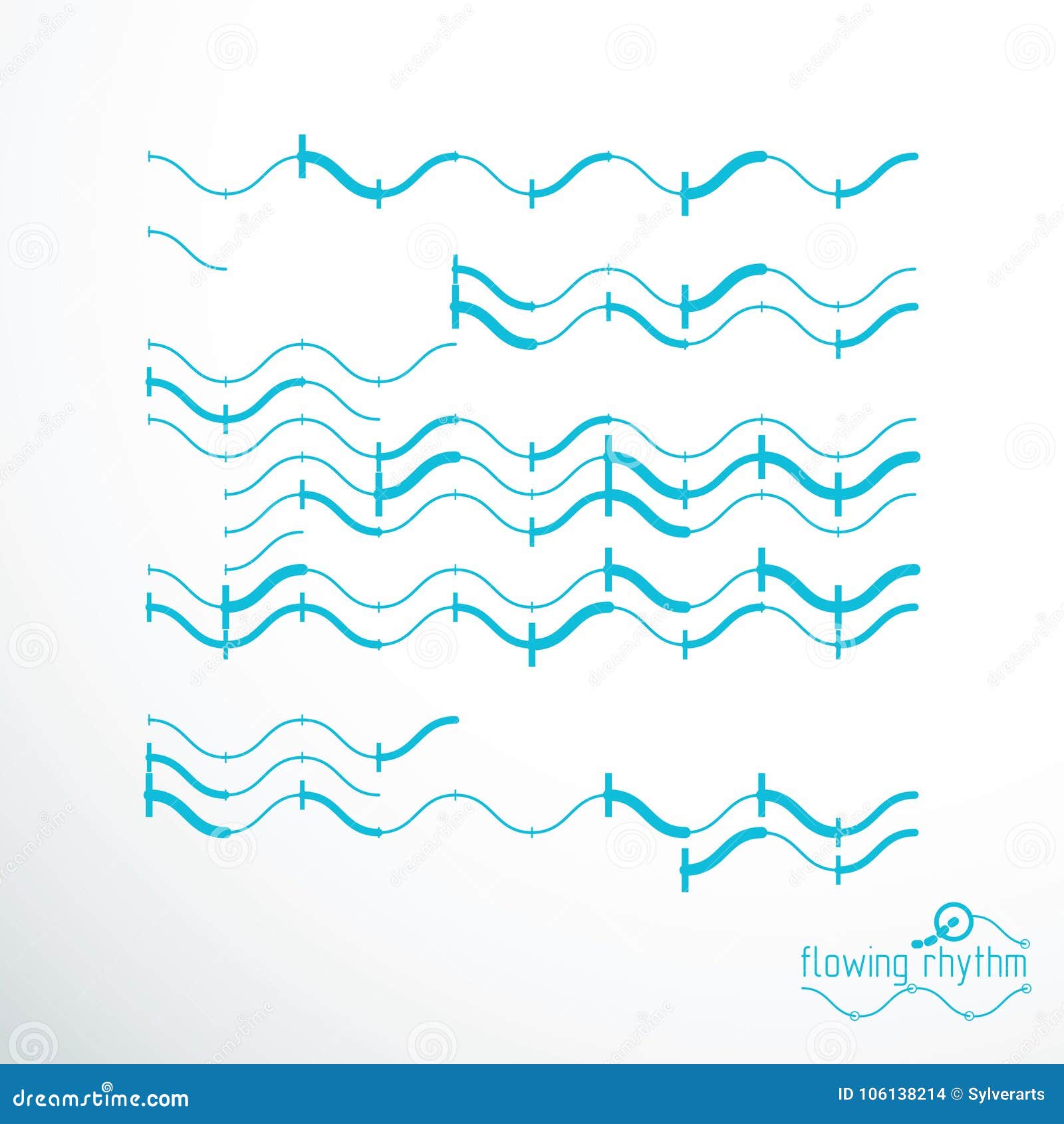 Flowing Rhythm, Abstract Wave Lines Vector Background for Use in Stock ...