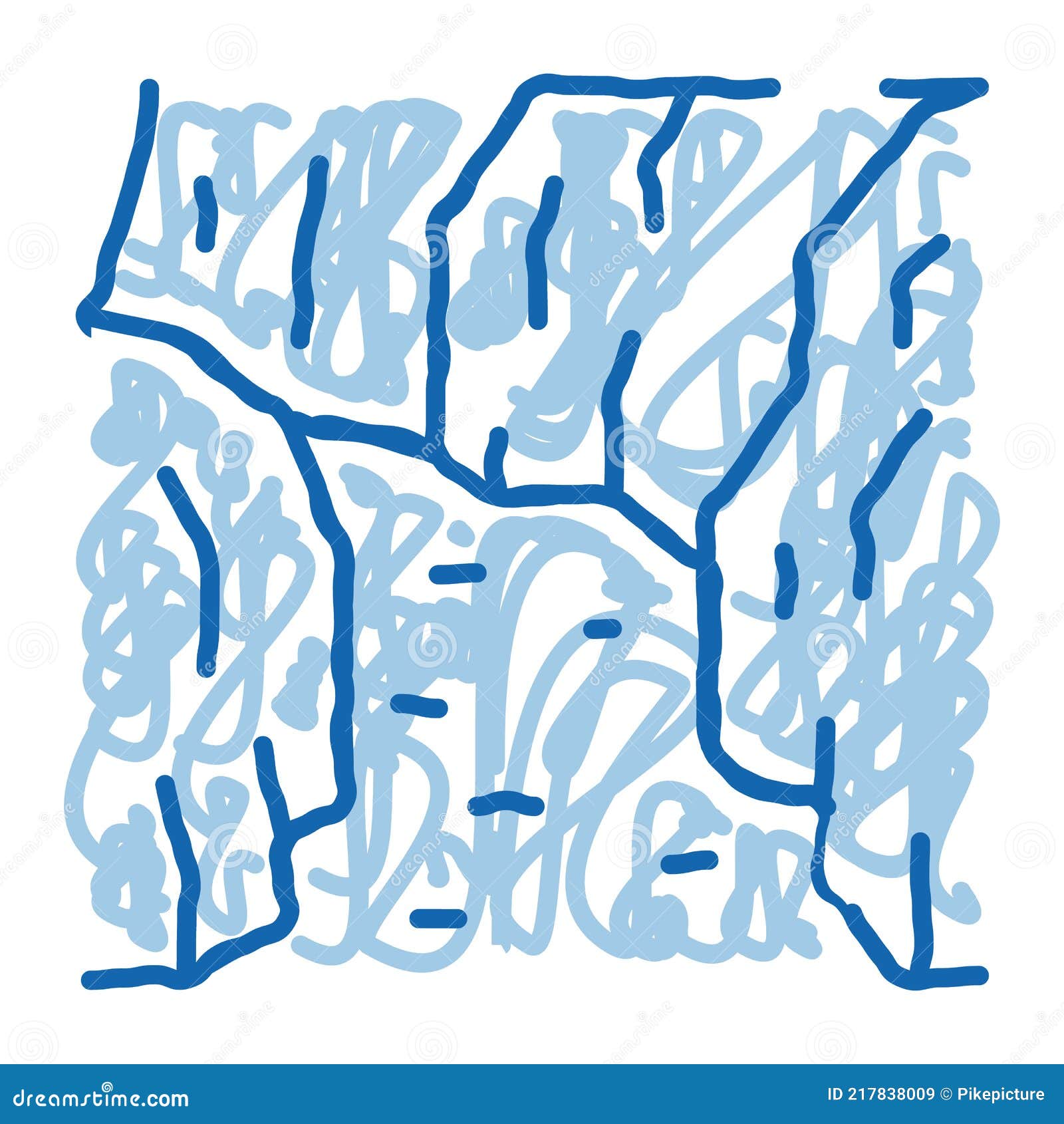 Flowing River among Different Types of Trees Doodle Icon Hand Drawn ...