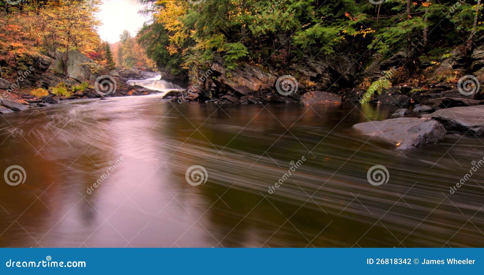 Flowing River with Fall Colors Stock Photo - Image of beautiful, rapid ...