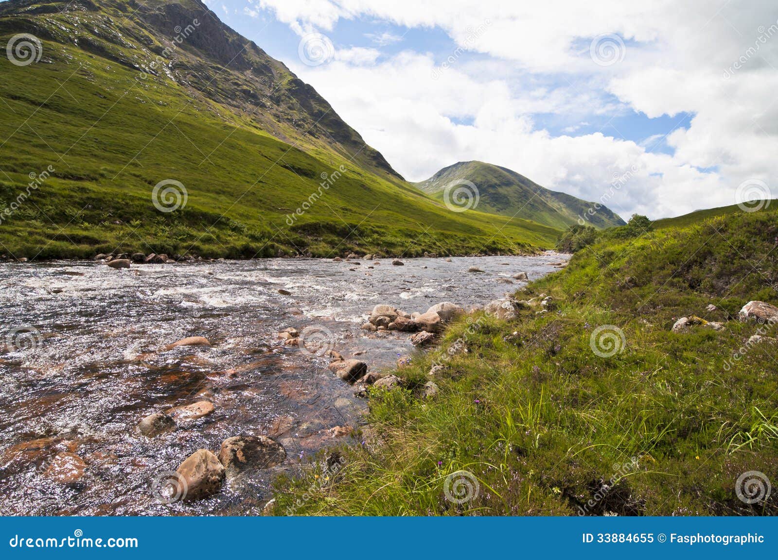 Flowing River at Glencoe in Scotland Stock Image - Image of national ...