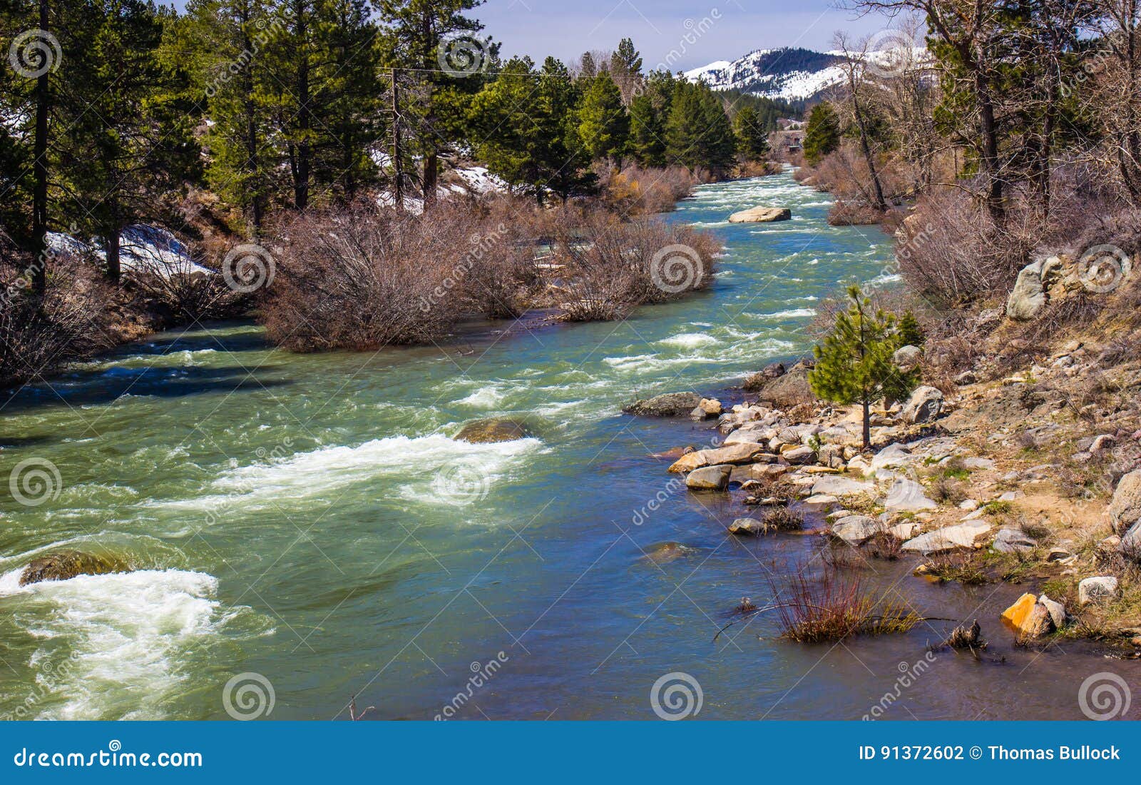 Flowing River from Mountain Snow Melt Stock Photo - Image of foam ...