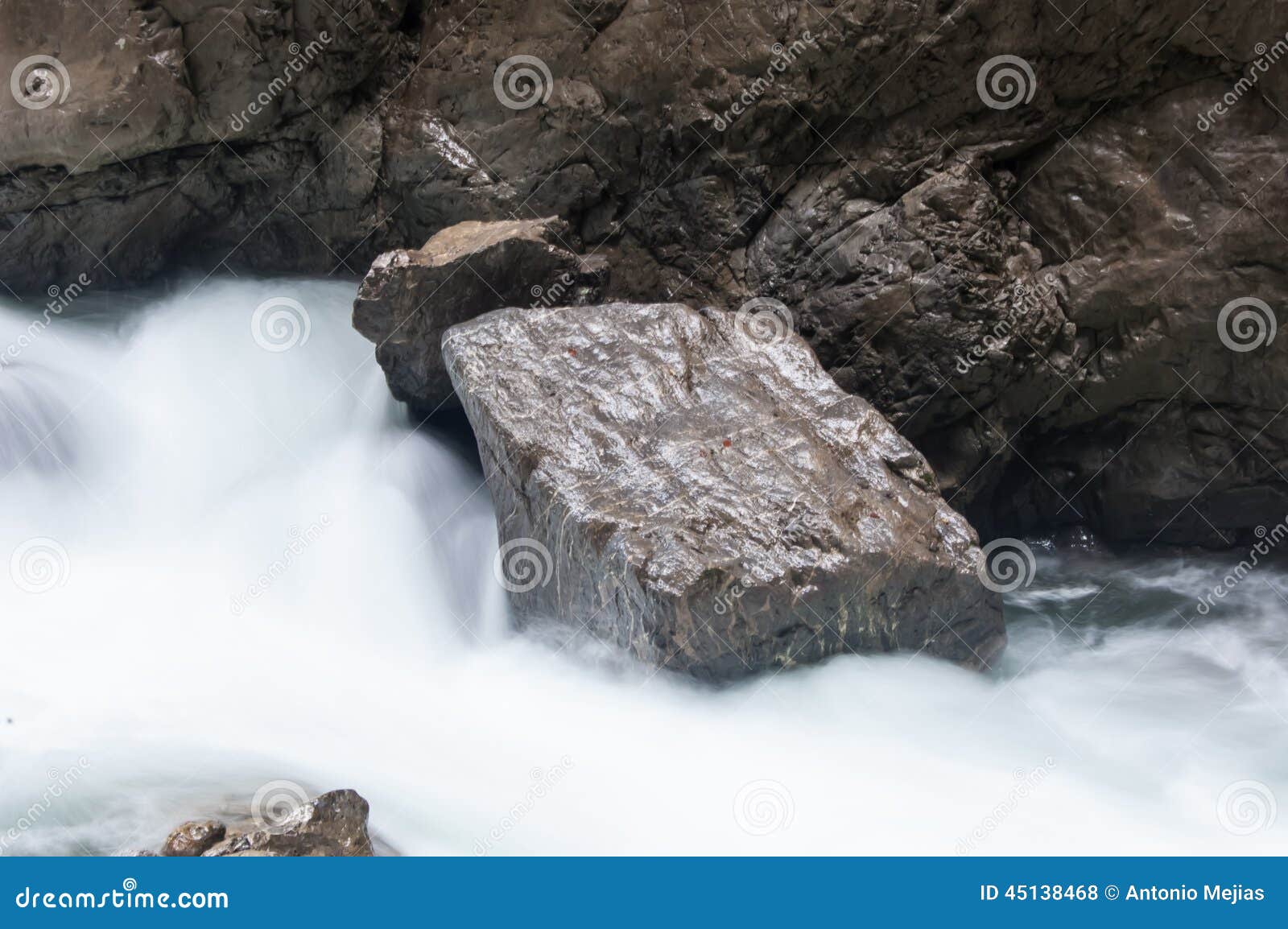 Flowing River between Rocks Stock Photo - Image of structure, river ...